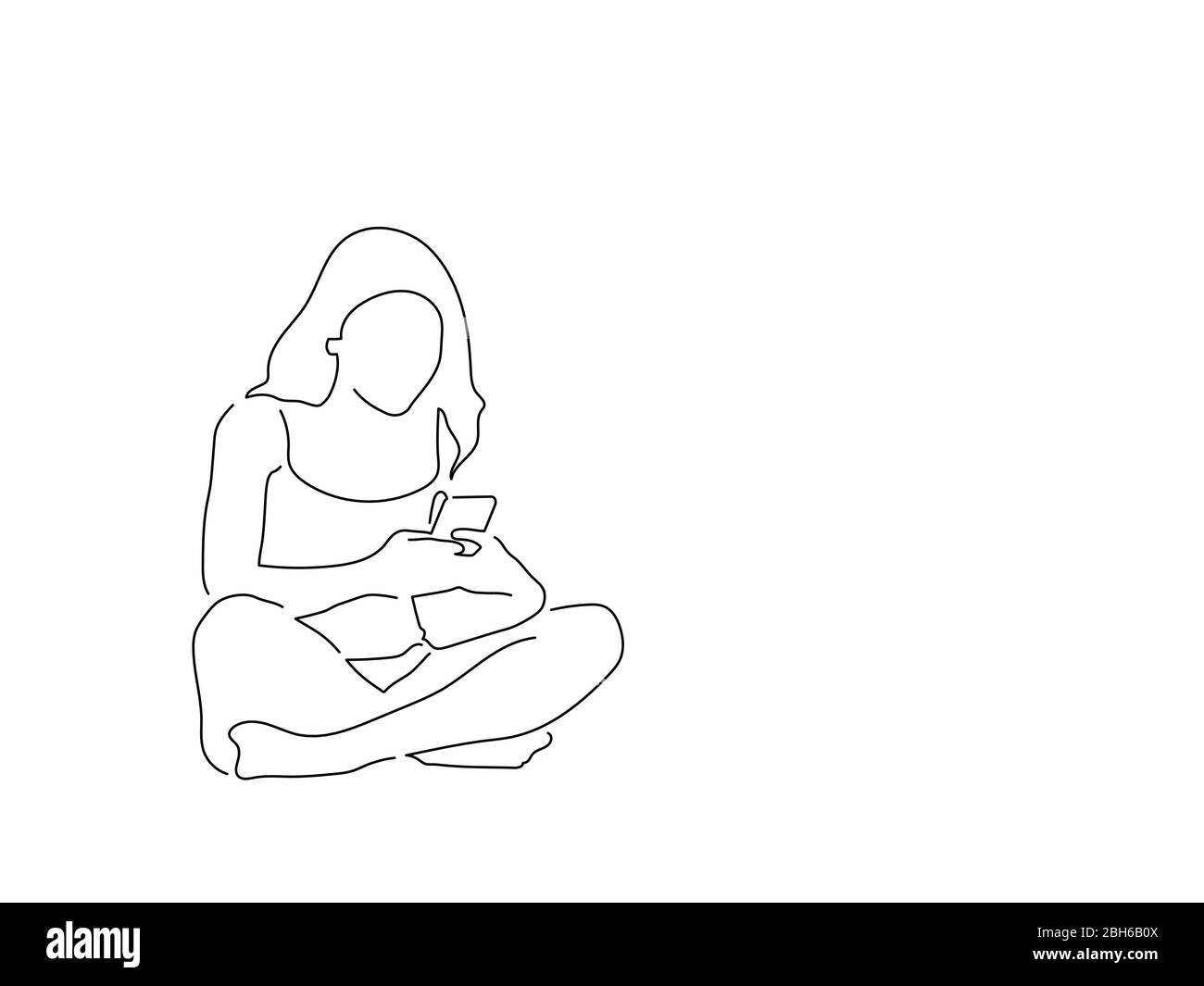 People using technology line drawing, vector illustration design Stock ...