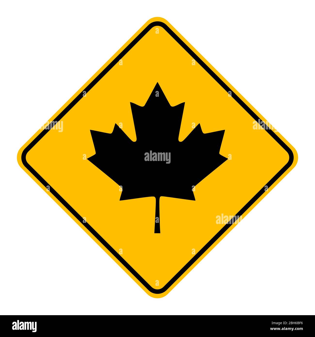 Maple leaf and road sign Stock Photo - Alamy