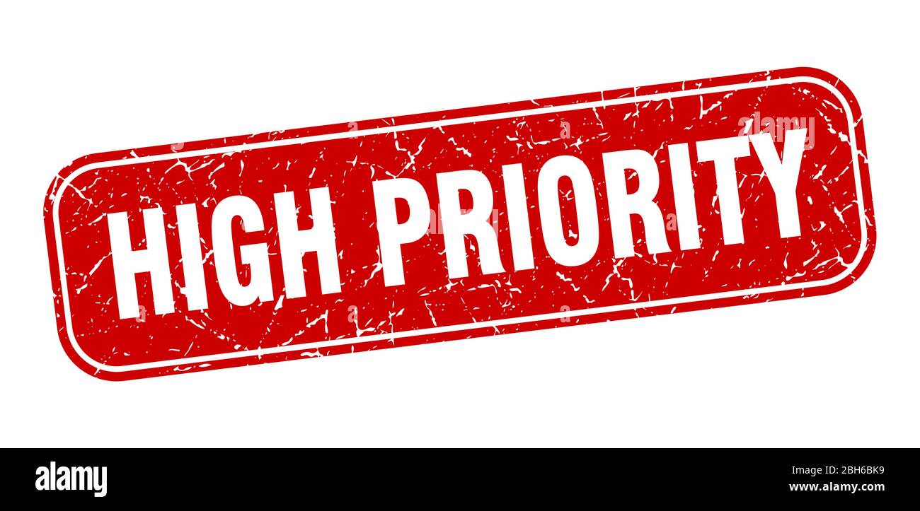 high priority stamp. high priority square grungy red sign Stock Vector ...