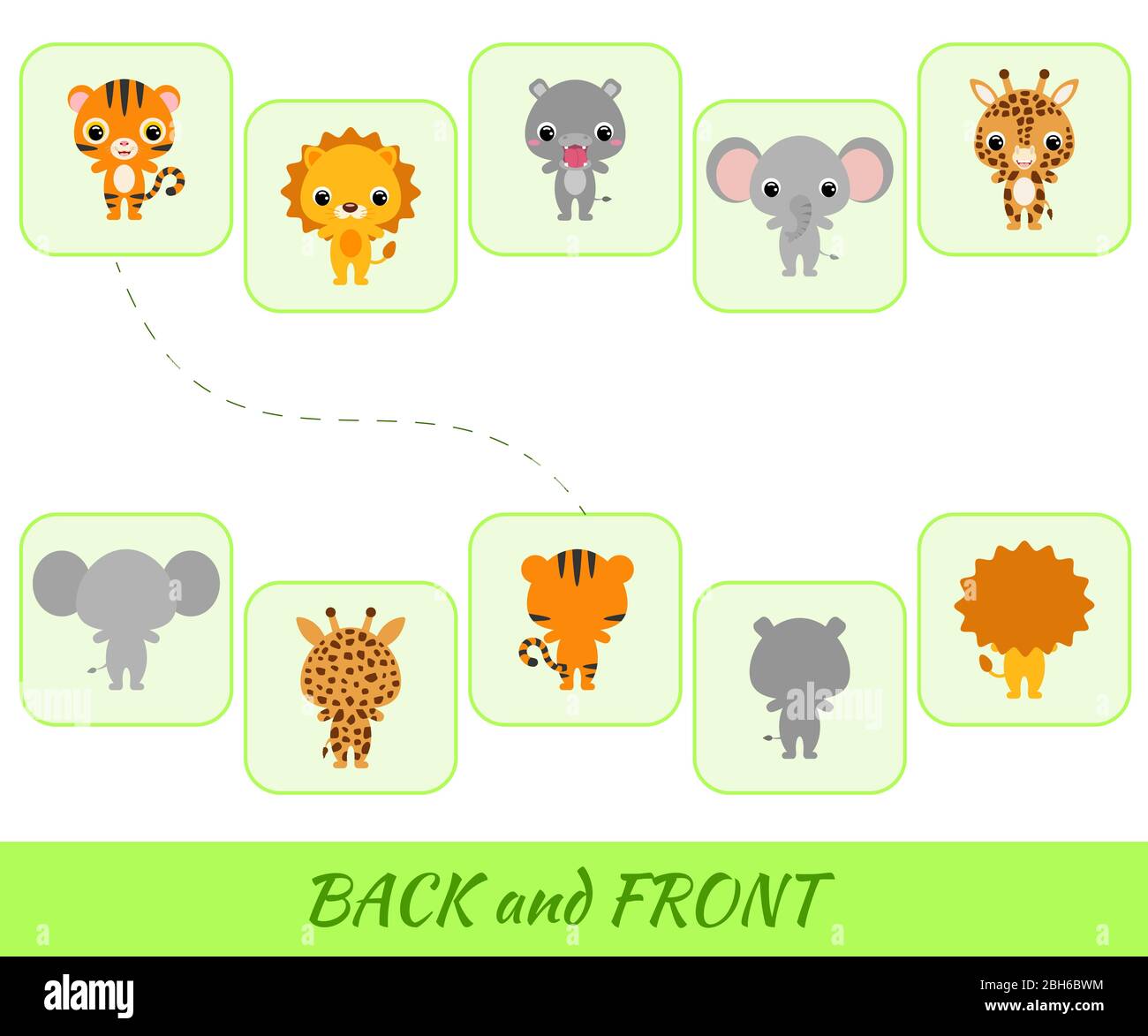 Matching educational game for children. Find the back and front cartoon ...