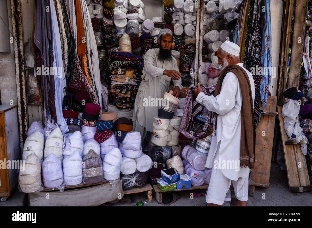 April 23, 2020: Peshawar, Pakistan. 23 April 2020. Some men shop for ...