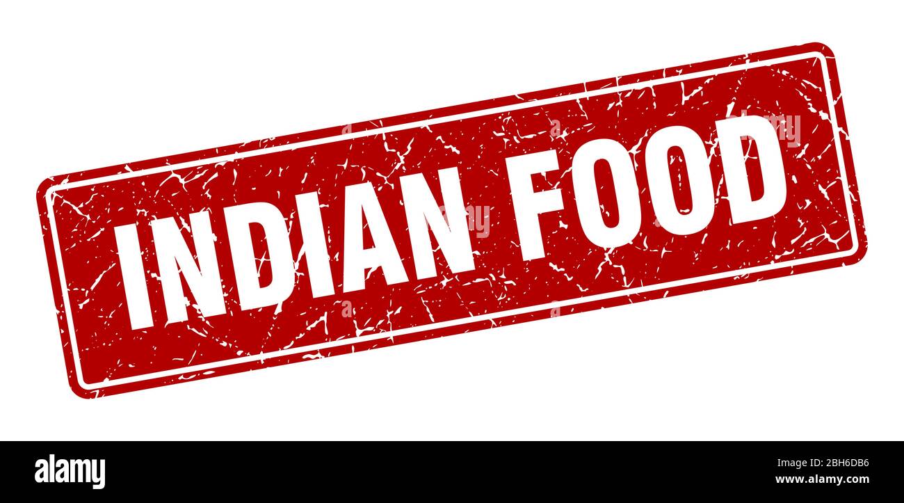 indian food stamp. indian food vintage red label. Sign Stock Vector ...