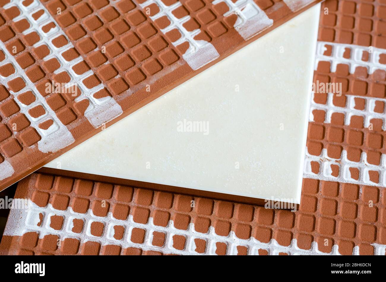 Ceramic tile close-up. A detailed shot of three ceramic tiles. Front ...