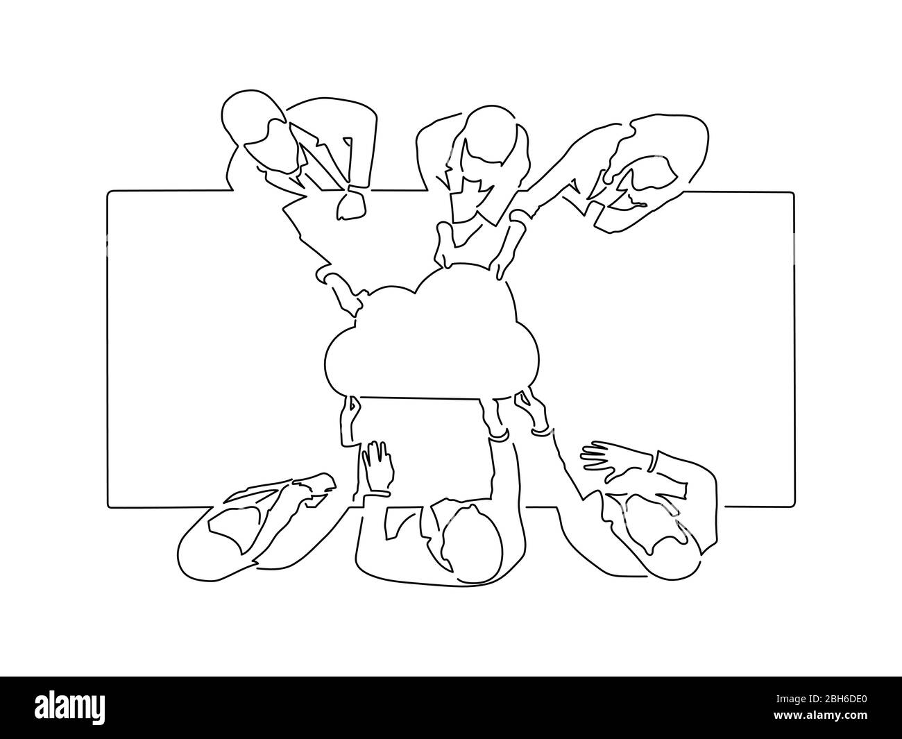 People using technology line drawing, vector illustration design Stock ...