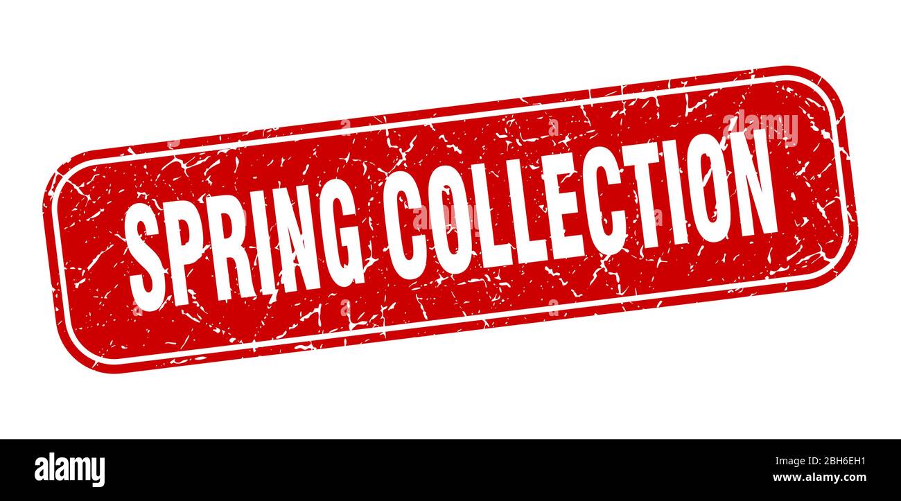 spring collection stamp. spring collection square grungy red sign Stock ...
