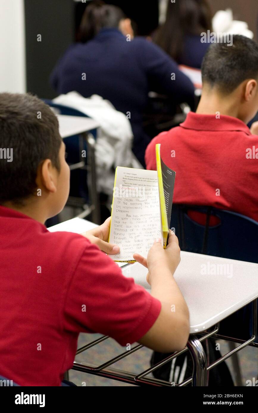 Dallas, TX January 23, 2009: Seventh grade students read a novel in ...