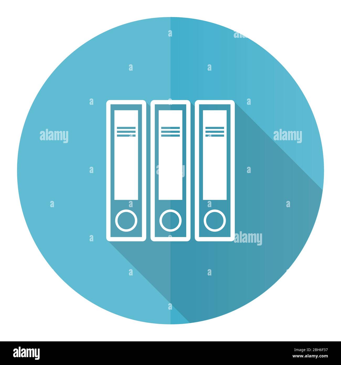 Binder blue round flat design vector icon isolated on white background ...