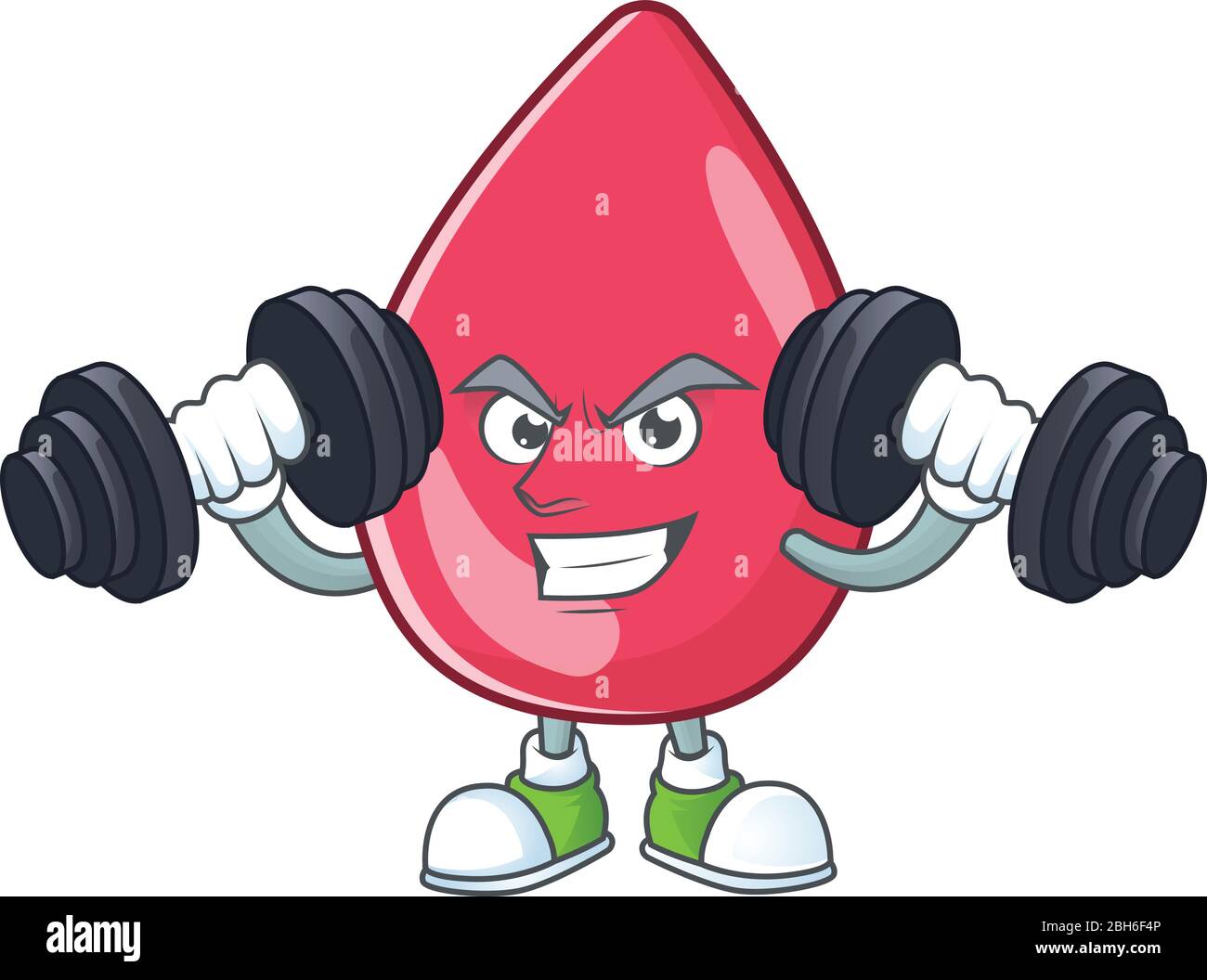 Fitness exercise red blood cartoon character using barbells Stock ...