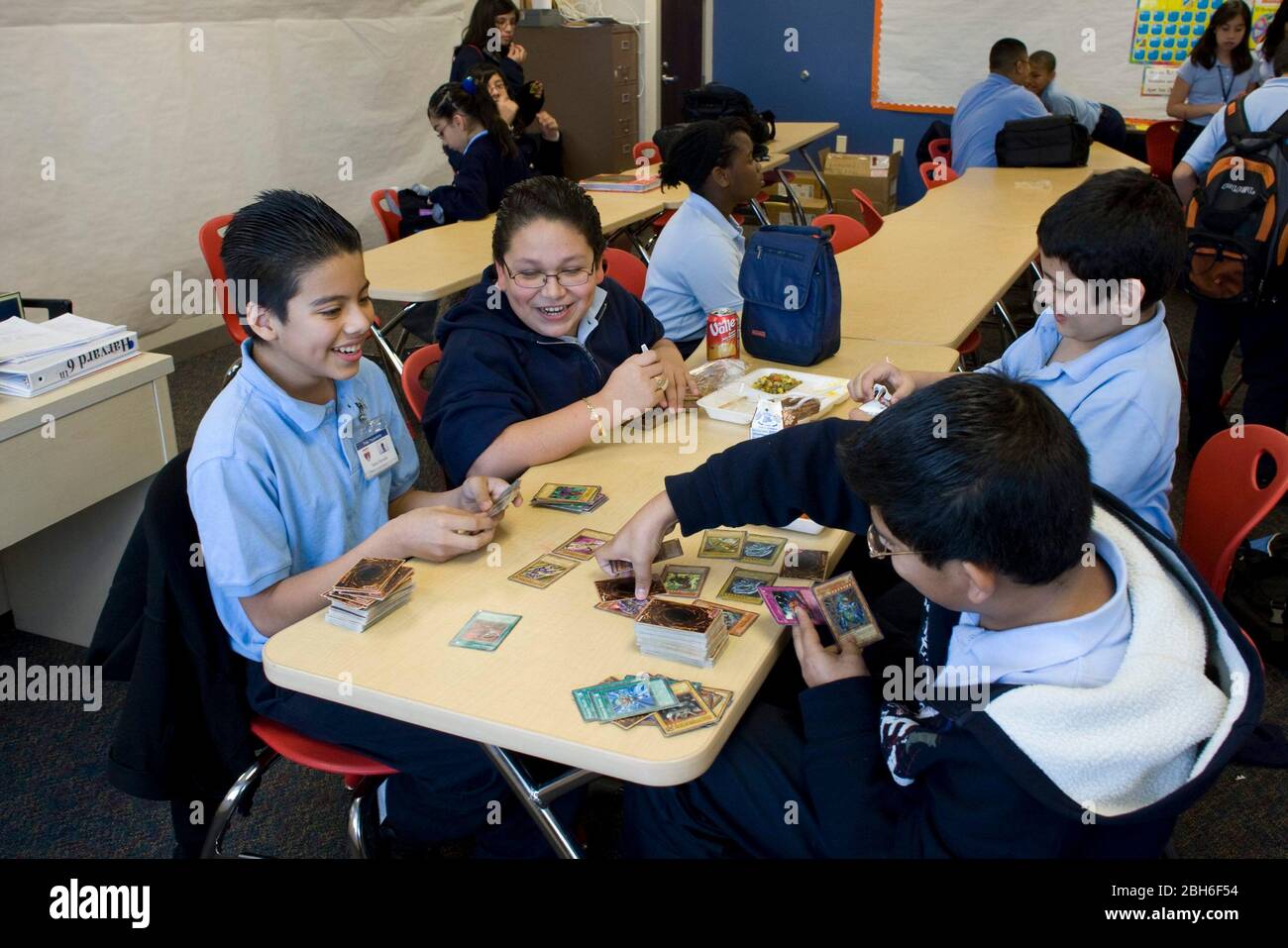 Dallas, Texas, January 23, 2009: Students playing a card game at ...
