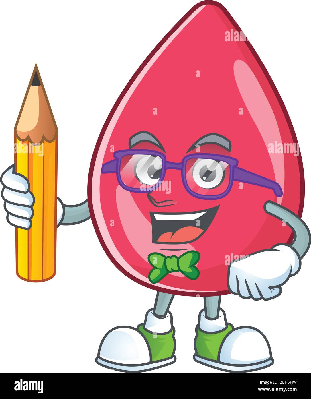 Red blood student cartoon character studying with pencil Stock Vector ...