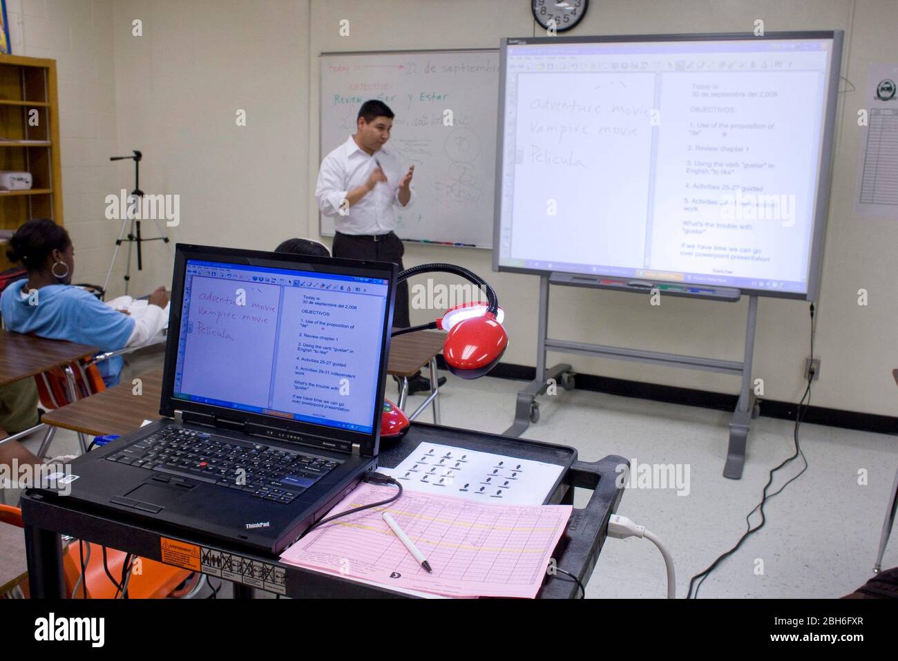 Dallas, Texas USA, October 1, 2008: Ninth-grade students attend classes ...