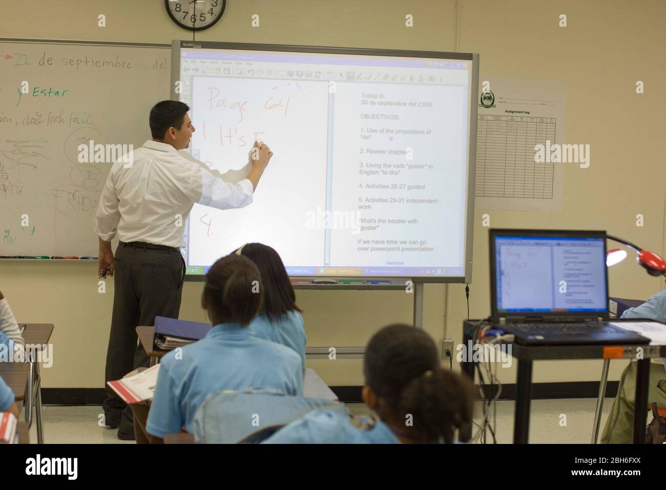 Dallas, Texas USA, October 1, 2008: Ninth-grade students attend classes ...