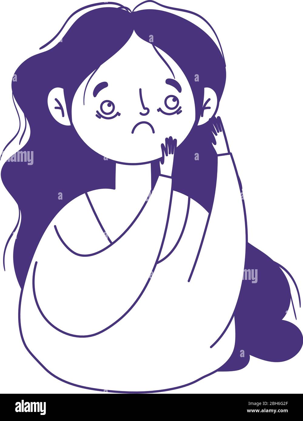 Sick woman with fatigue cold fever design of Covid 19 epidemic disease ...