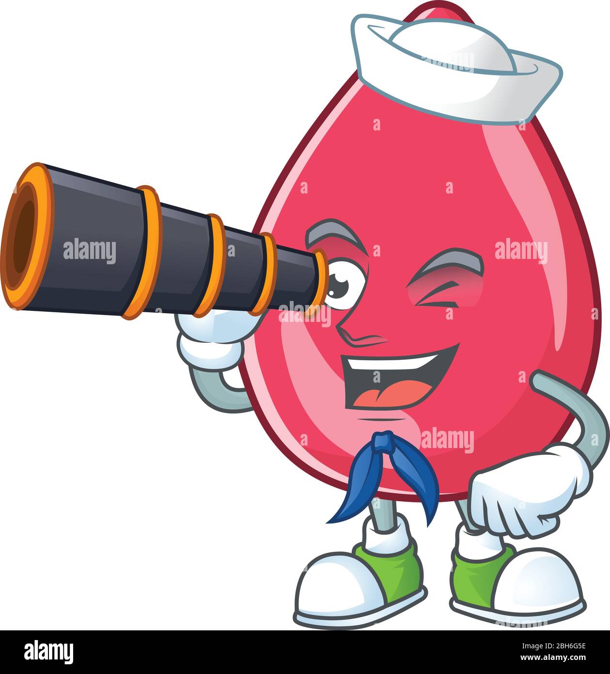 Red blood in Sailor cartoon character style using a binocular Stock ...