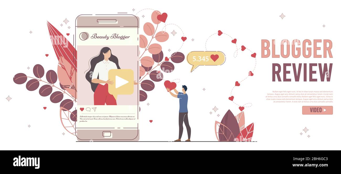 Beauty Blogger Online Review Flat Vector Concept Stock Vector Image ...