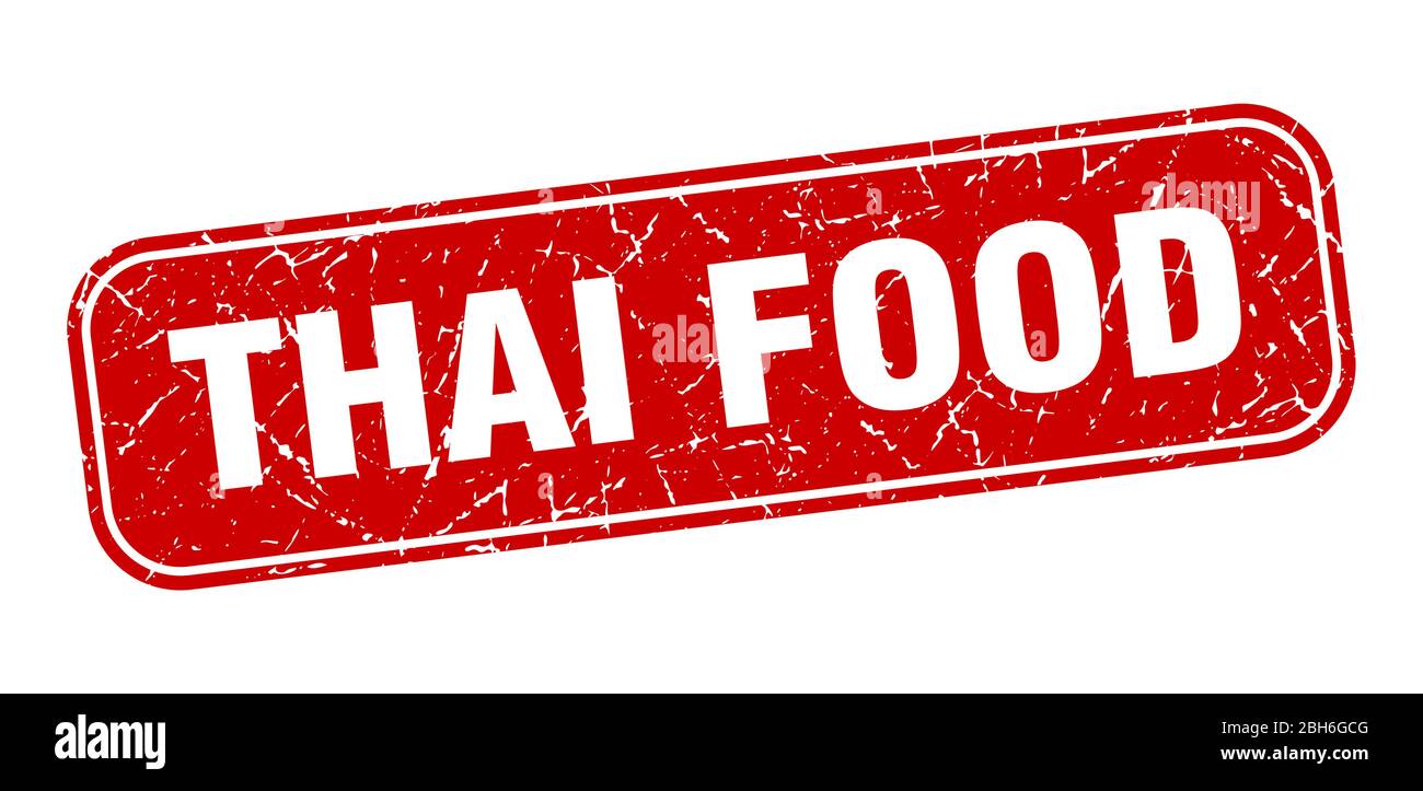 thai food stamp. thai food square grungy red sign Stock Vector Image ...
