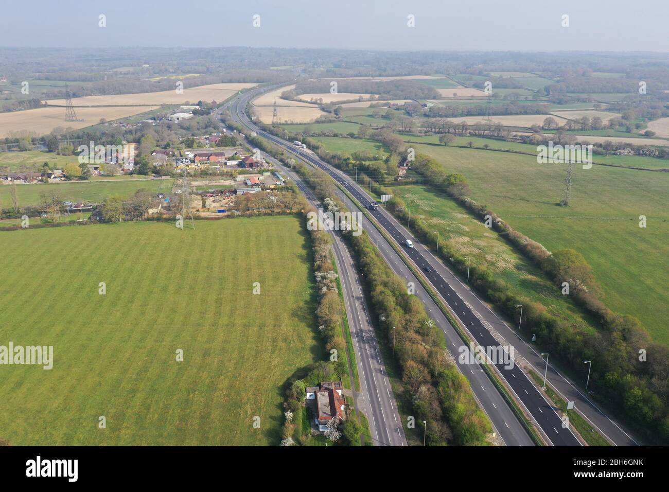 aerial view of Hickstead roundabout and A23 motorway Mid Sussex Stock ...