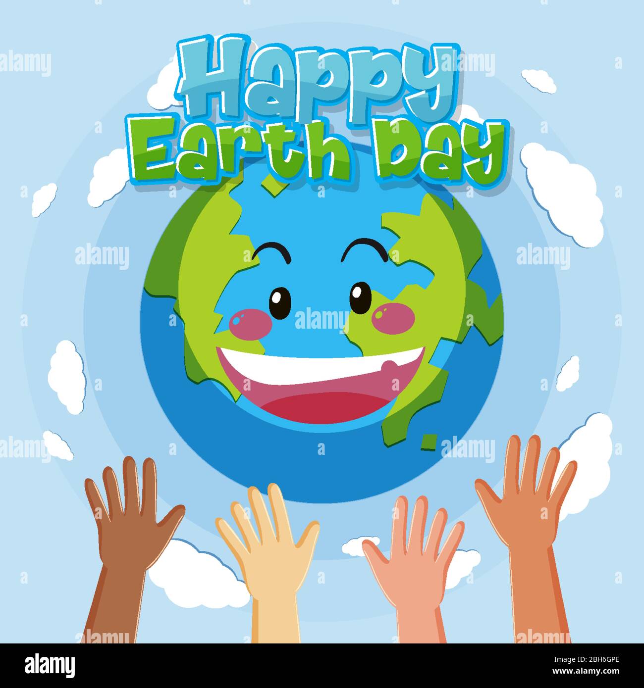 Poster design for happy earth day with human hands and happy earth ...