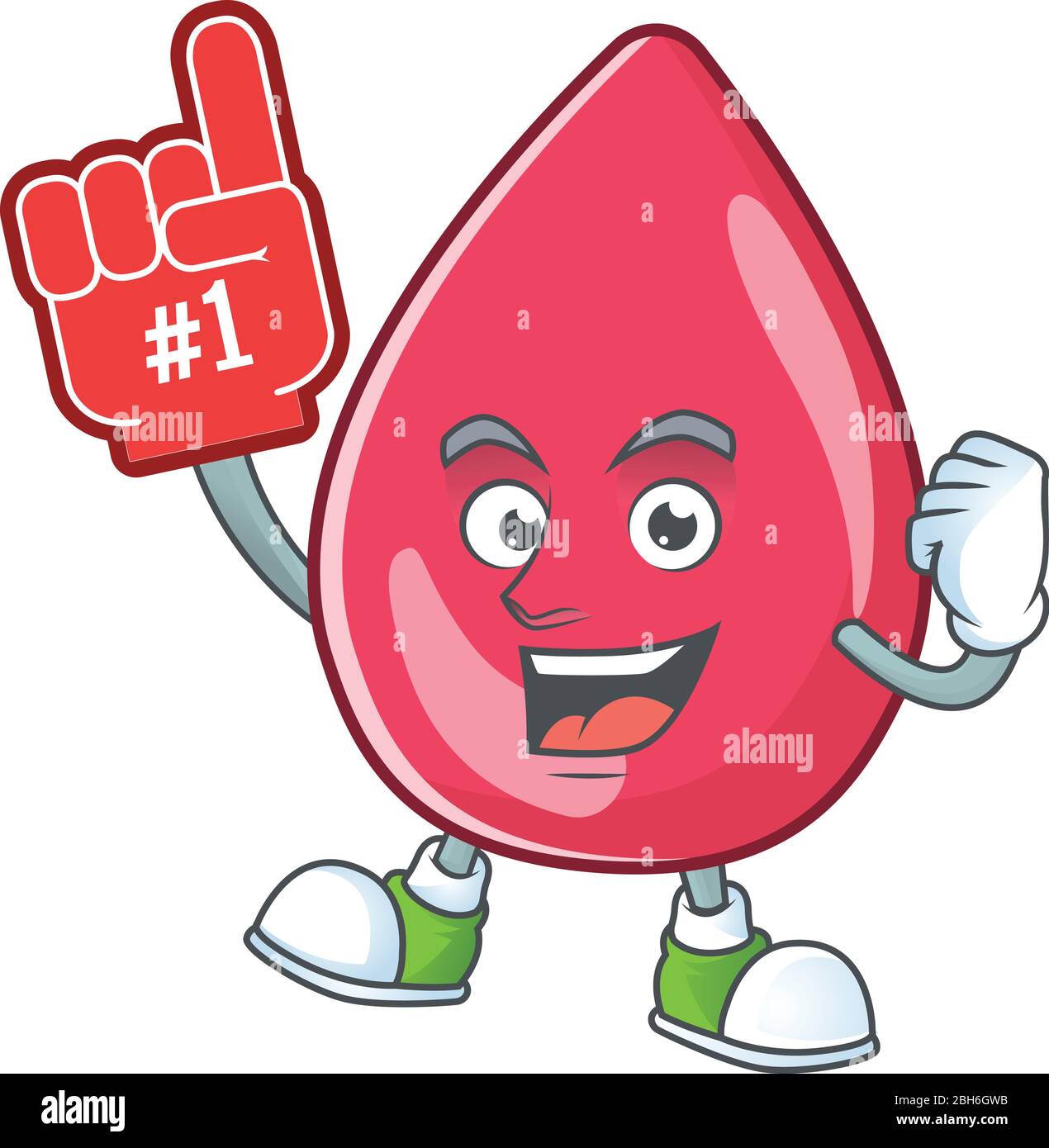 Cartoon character concept of red blood holding red foam finger Stock ...