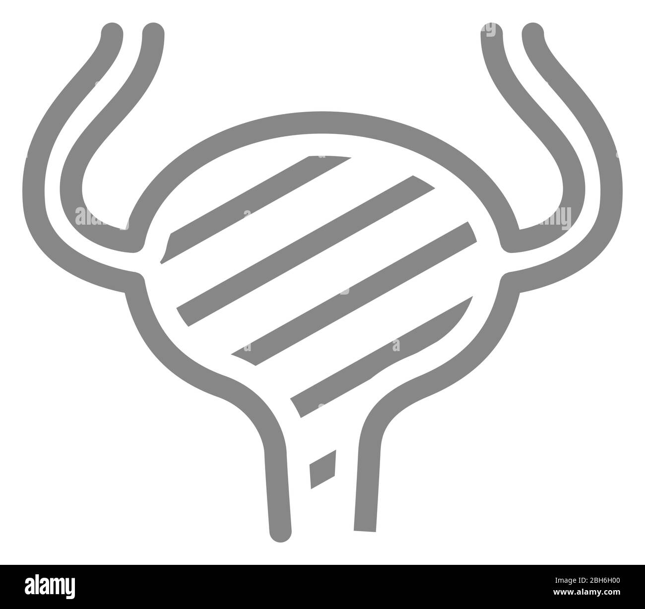 Sore urinary bladder line icon. Cystitis, urinary retention, infected ...