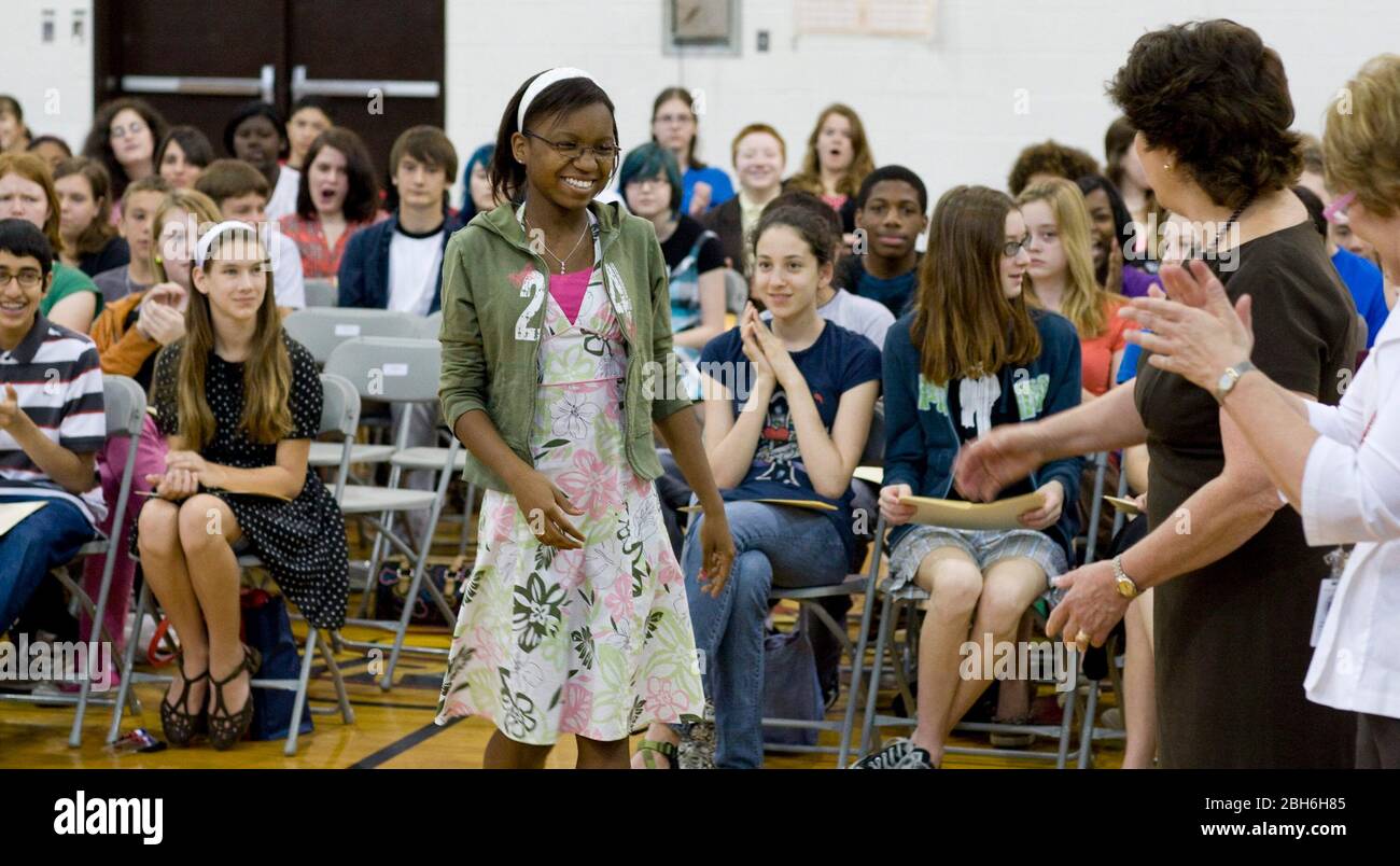 Austin, Texas USA, June 2 2009: Eighth grade academic awards ceremony ...