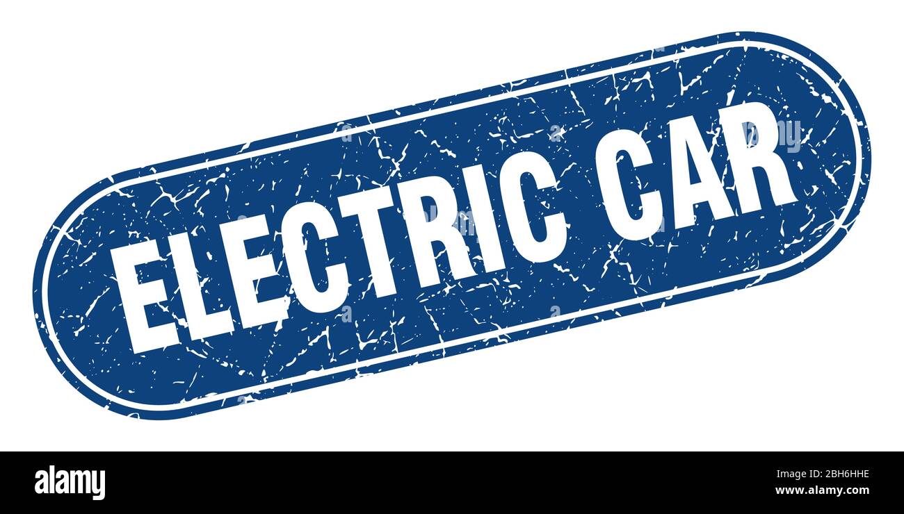 electric car sign. electric car grunge blue stamp. Label Stock Vector ...
