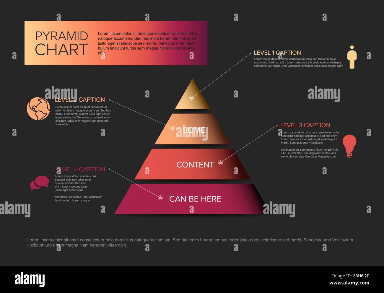 Vector solid Infographic Pyramid chart diagram template with icons ...