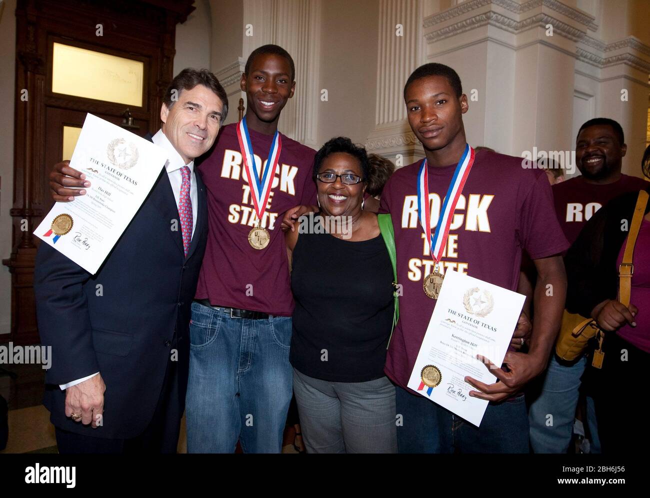 Austin, Texas July 15, 2009: Texas Governor Rick Perry poses with high ...