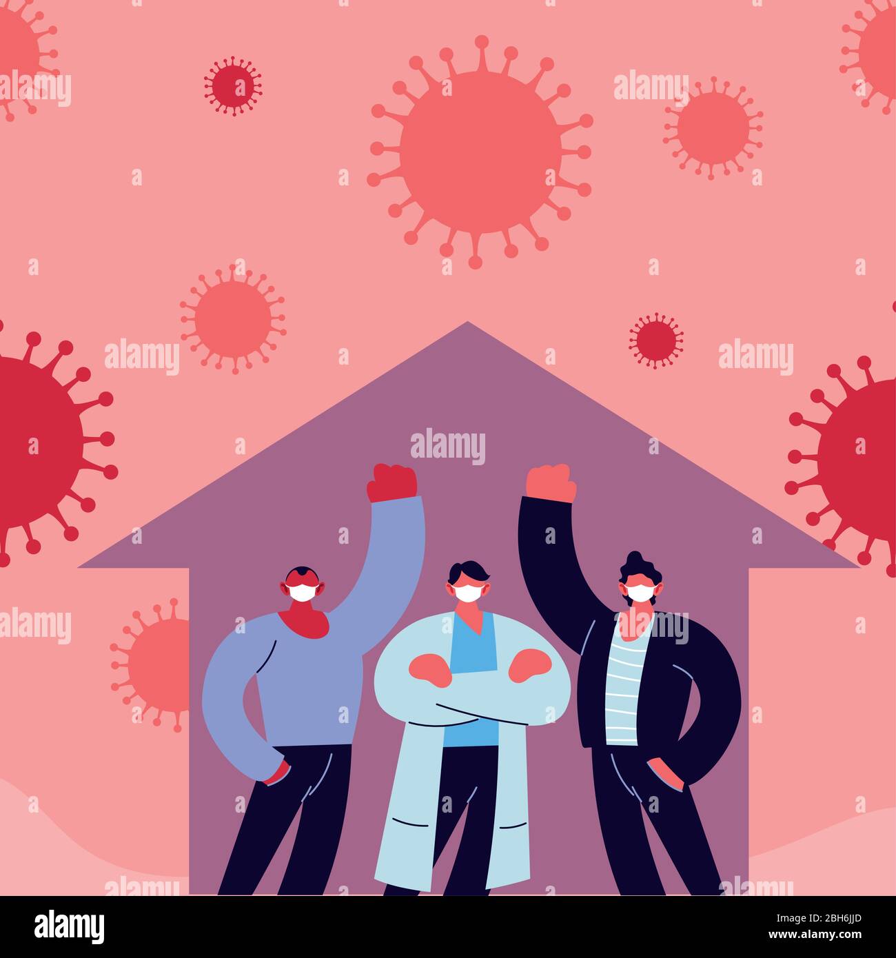 people and doctor with medical face mask, fight coronavirus vector ...
