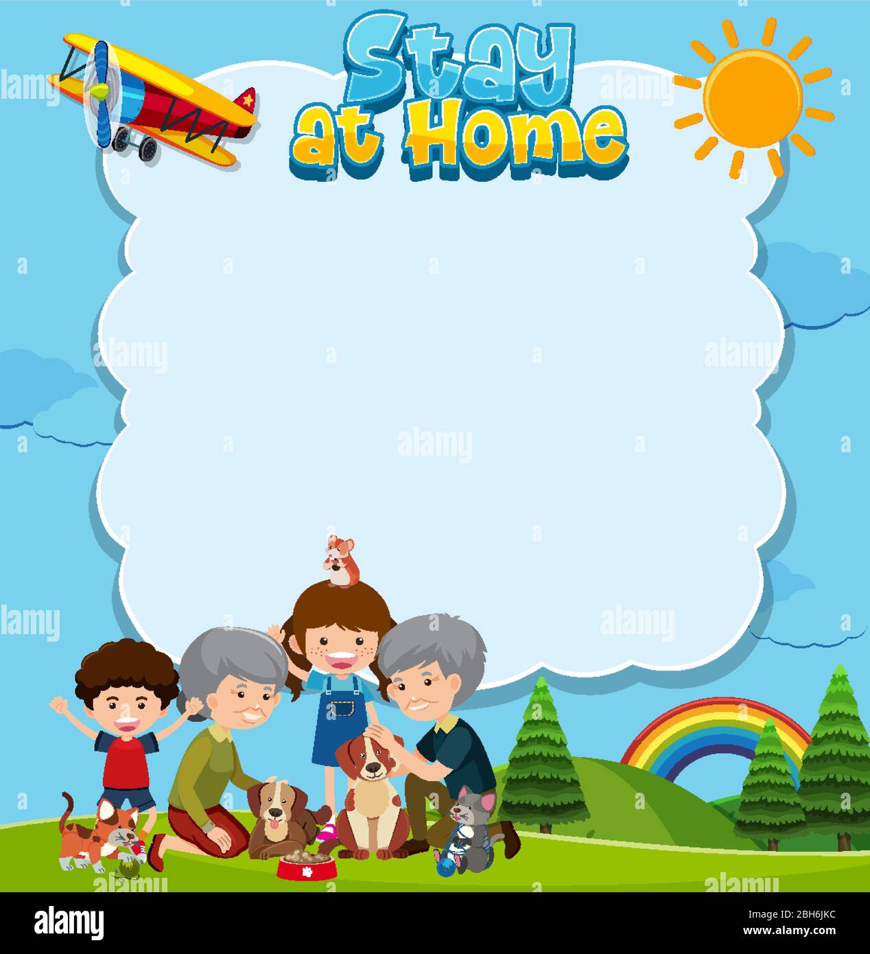 Border template with happy family in the park illustration Stock Vector ...