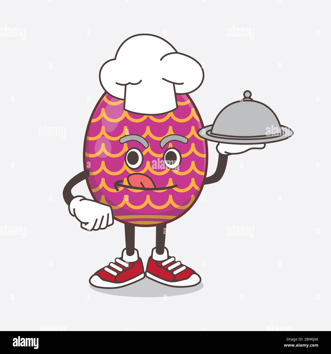 An illustration of Easter Egg cartoon mascot character as a Chef with ...