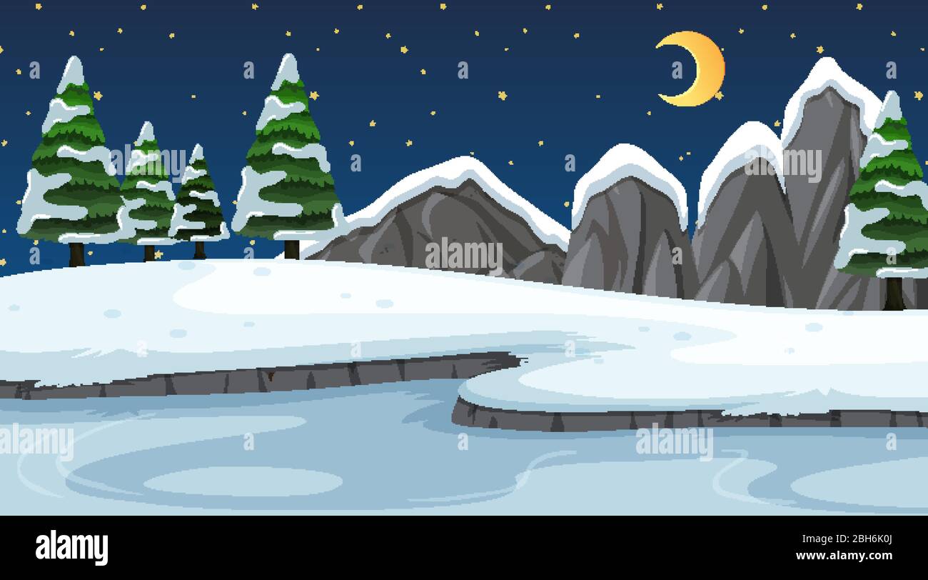 Background scene with snow in the field illustration Stock Vector Image ...