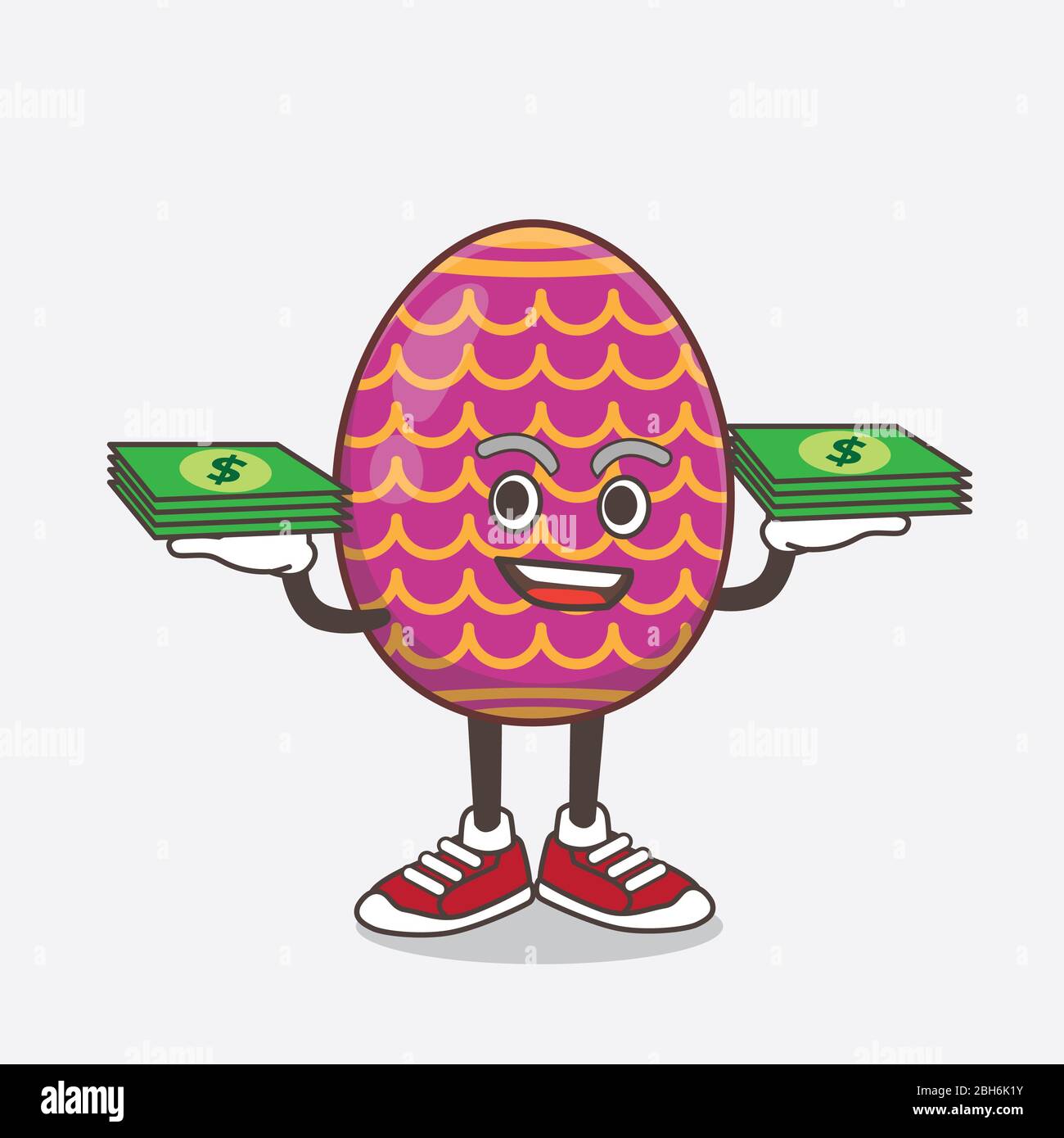 An illustration of Easter Egg cartoon mascot character with money on ...