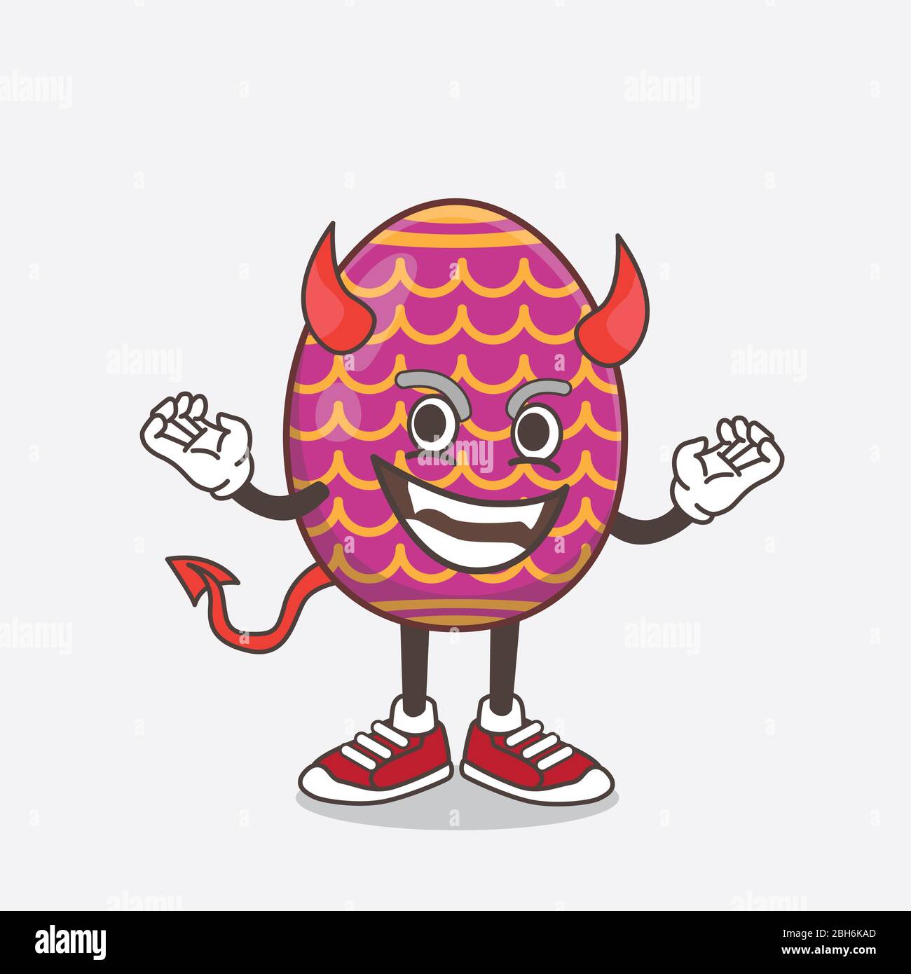 An illustration of Easter Egg cartoon mascot character as red devil ...