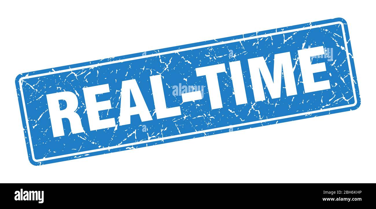 real-time stamp. real-time vintage blue label. Sign Stock Vector Image ...