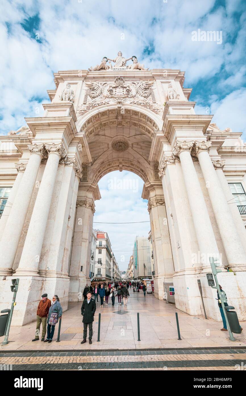 Lisbon, Portugal. January 04, 2019: Rua Augusta triumphal Arch in the ...