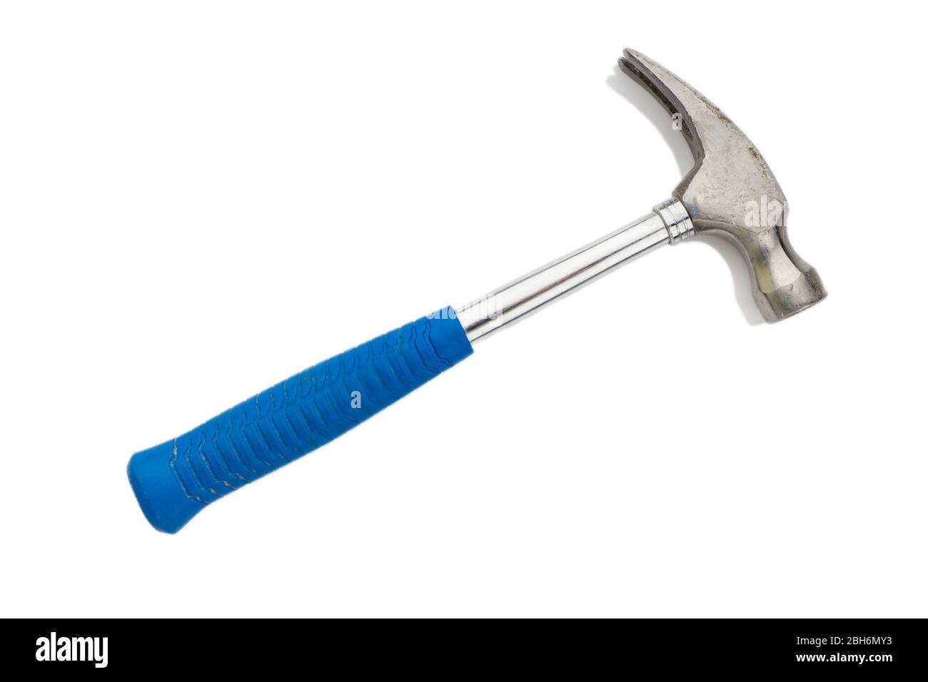 Blue hammer on white background. Selective focus Stock Photo - Alamy