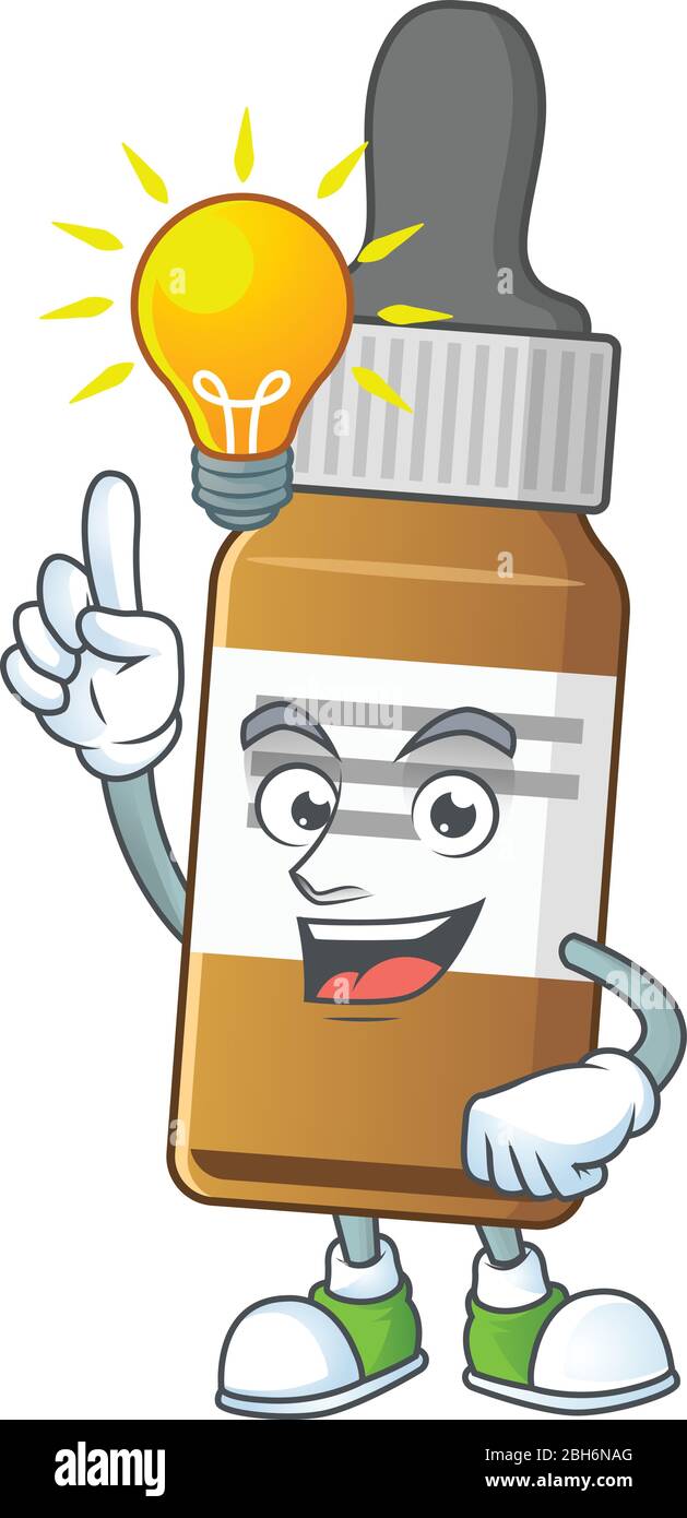 A genius liquid bottle mascot character design have an idea Stock ...