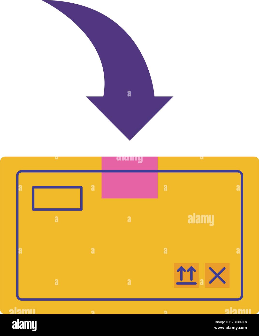 box carton with arrow down delivery service flat style Stock Vector ...