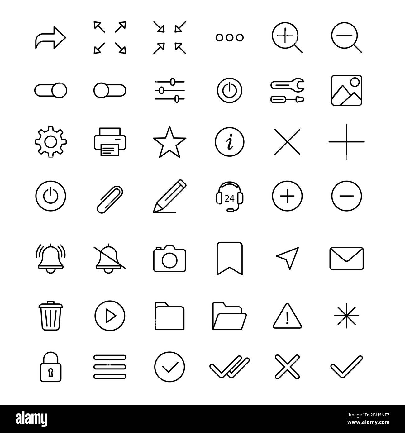 Interface element outline icon pack for web or application Stock Vector ...