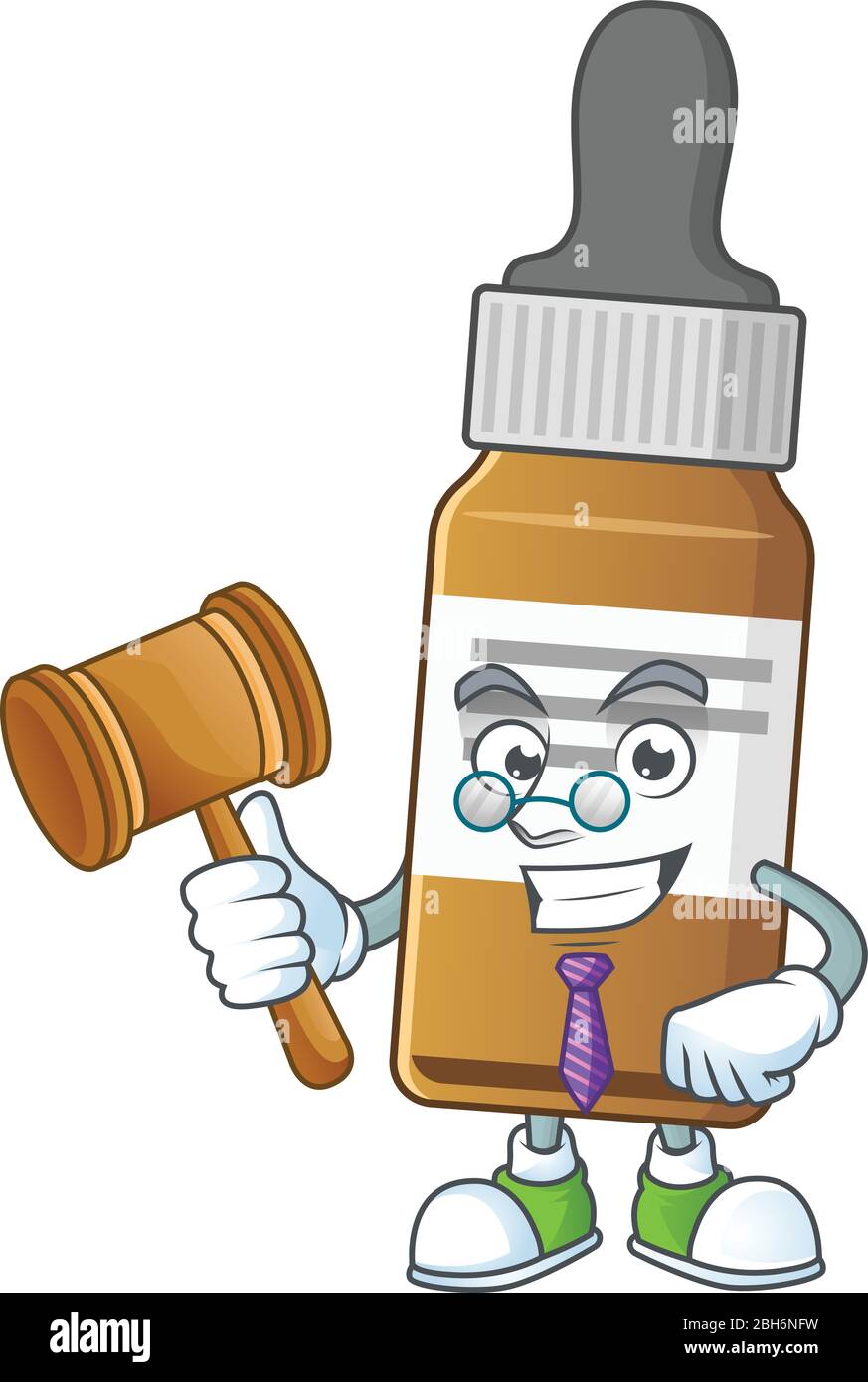 Charismatic Judge liquid bottle cartoon character design with glasses ...