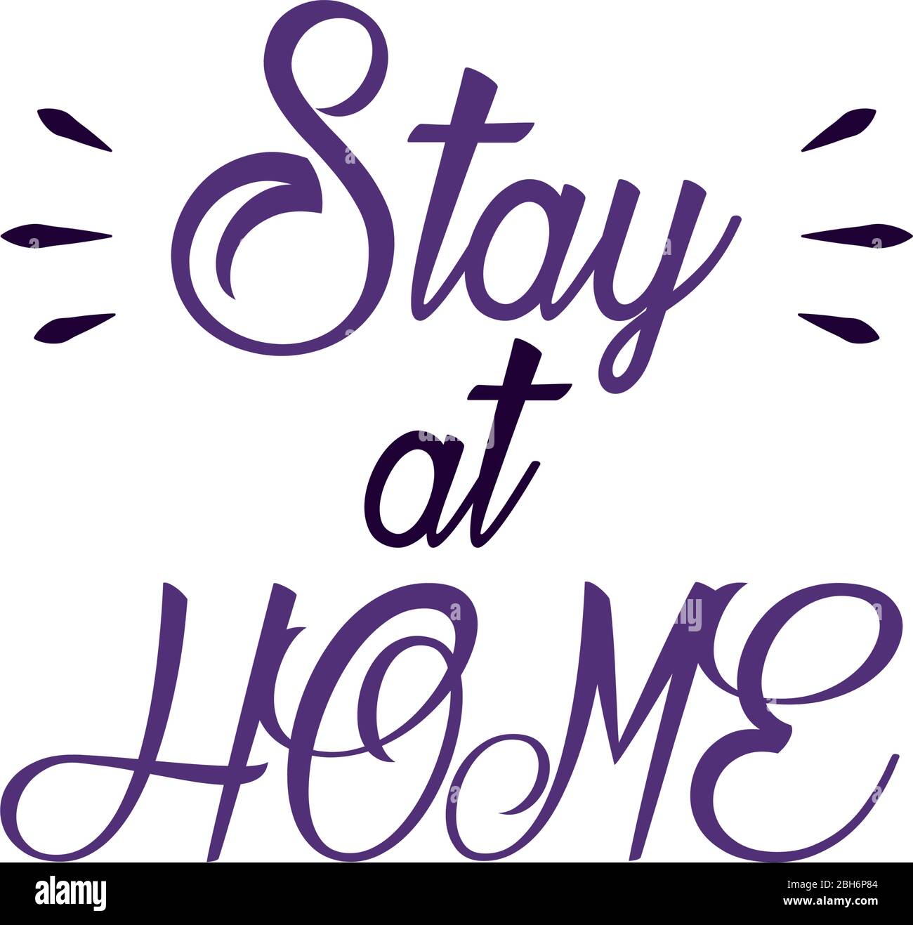 Stay home concept, purple Lettering typography, Hand letter colorful ...