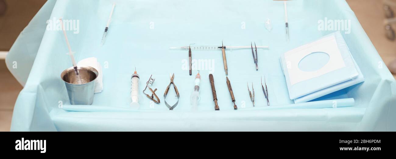 Surgery tools. Operation room inside. Blue color Stock Photo - Alamy