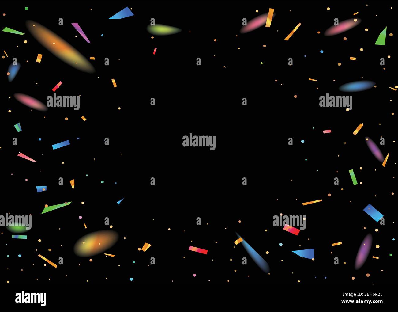 The vector black blank party template background with colorful rainbow ...
