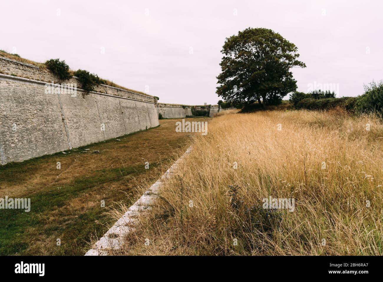 Ramparts and moat in the citadel of Saint Martin de Re in the Island of ...