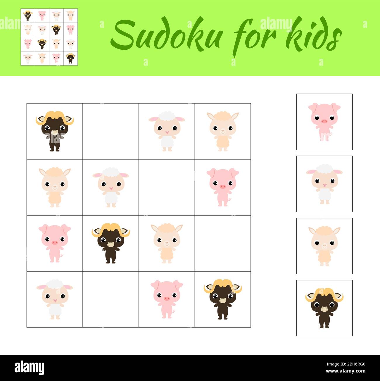 Sudoku game for children with pictures. Kids activity sheet ...