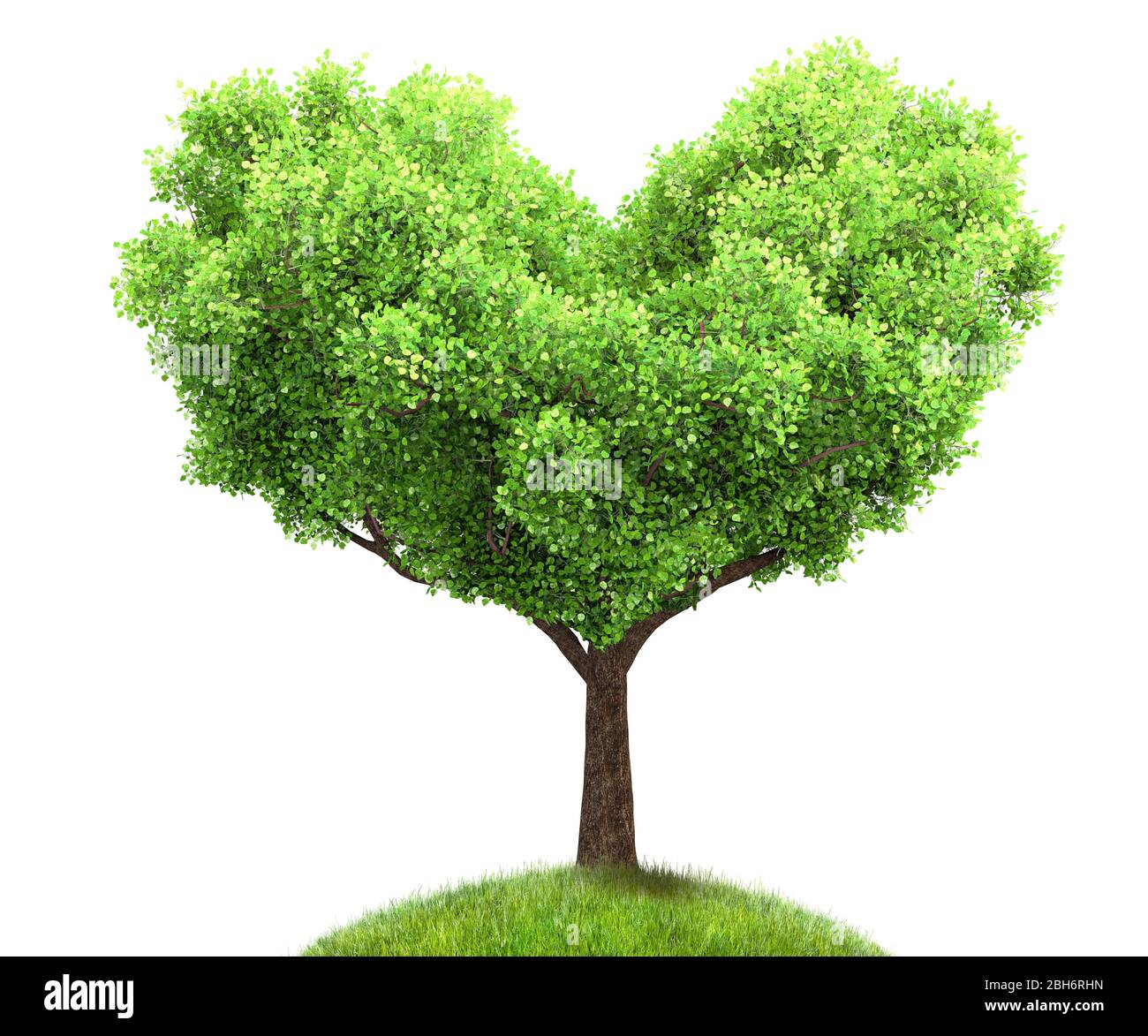green tree in heart shape 3D illustration, environment concept Stock ...