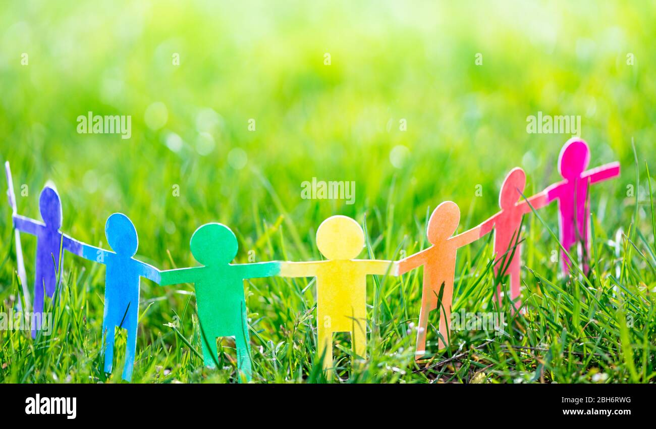 colorful people chain made of paper, green and ecology concept Stock ...