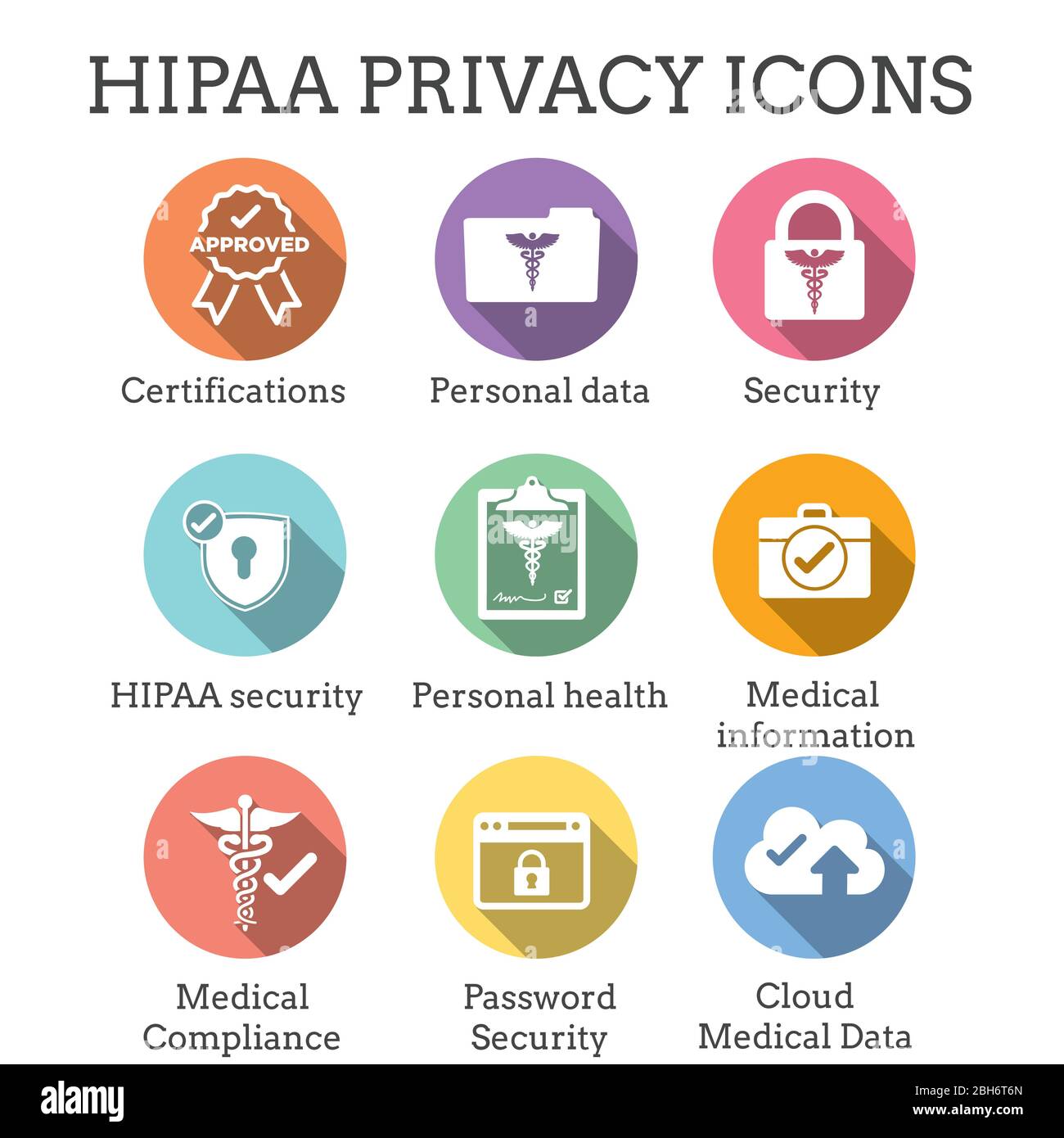 HIPAA Compliance icon set - hippa image involving medical privacy Stock ...