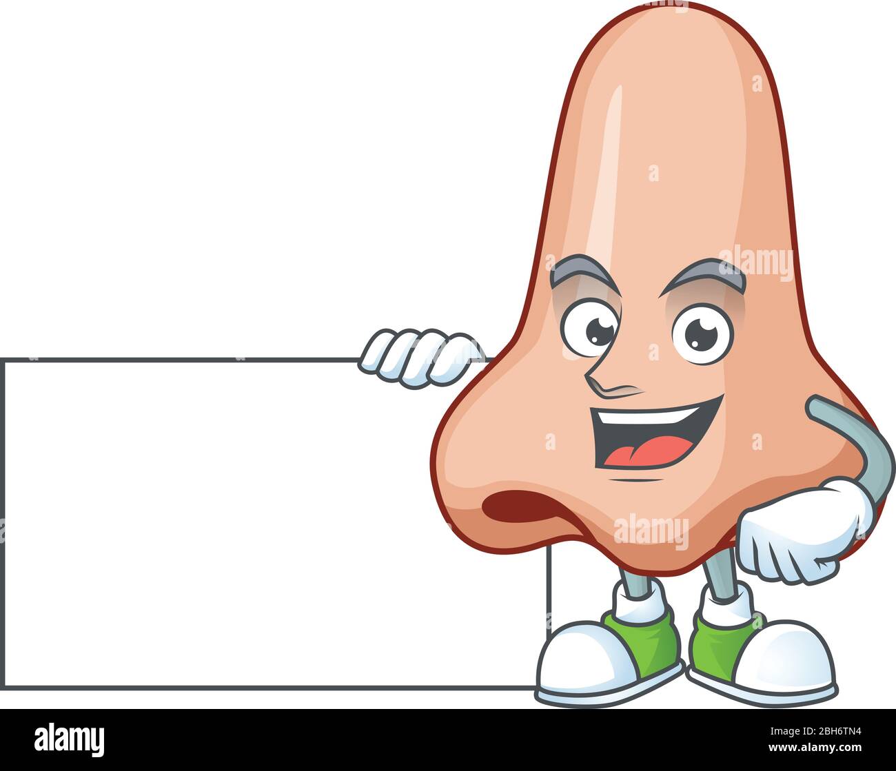 Nose cartoon character concept Thumbs up having a white board Stock ...